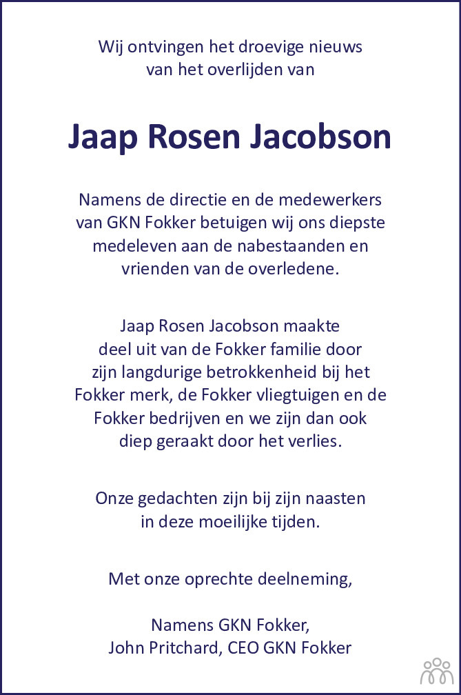 Jaap Rudolf Rosen Jacobson 31-07-2023 overlijdensbericht en ...