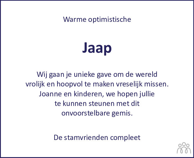 Jaap Rudolf Rosen Jacobson 31-07-2023 overlijdensbericht en ...