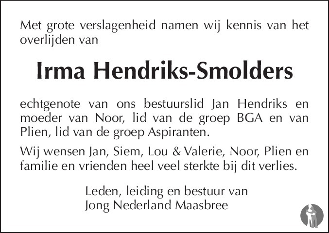 Irma Hendriks - Smolder 15-06-2016 overlijdensbericht en condoleances ...