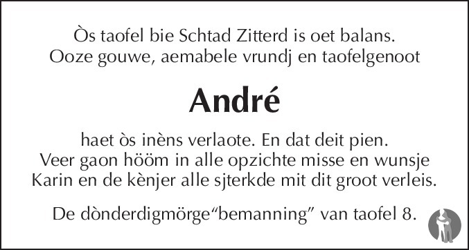 André Brands 15-01-2017 overlijdensbericht en condoleances - Mensenlinq.nl