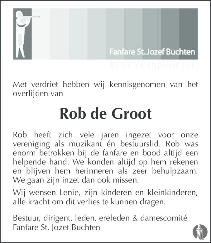 Rob de Groot 04-02-2017 overlijdensbericht en condoleances - Mensenlinq.nl