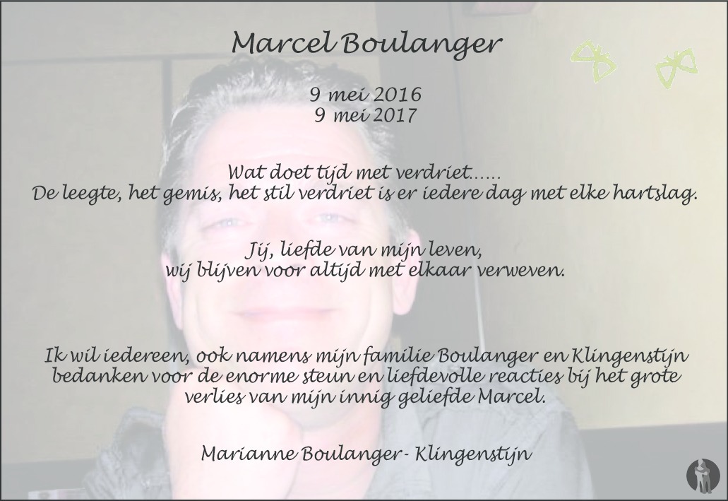Marcel Boulanger 09-05-2017 overlijdensbericht en condoleances ...