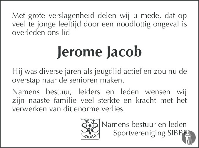 Jerome Jacob 10-08-2018 overlijdensbericht en condoleances - Mensenlinq.nl