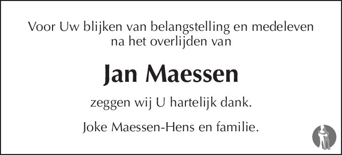 Jan Maessen 12-03-2019 overlijdensbericht en condoleances - Mensenlinq.nl