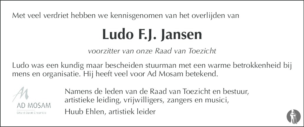 Ludo F.J. Jansen 14-12-2019 overlijdensbericht en condoleances ...