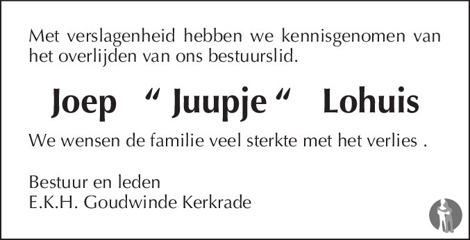 Juup Lohuis 27-03-2020 overlijdensbericht en condoleances - Mensenlinq.nl
