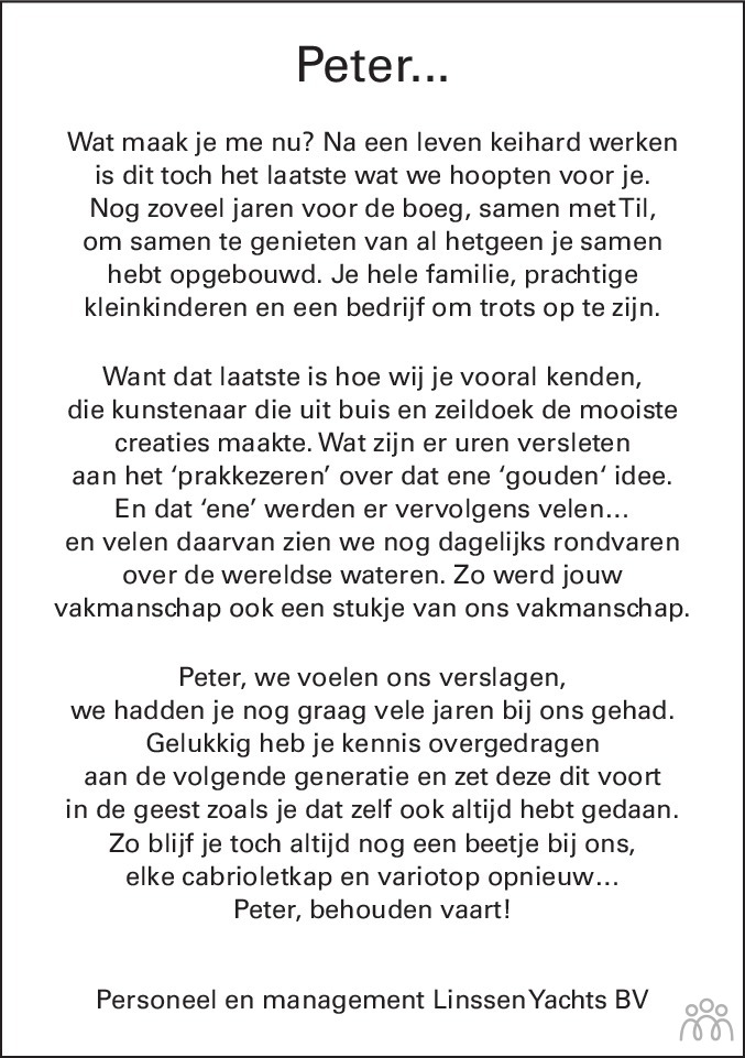 Peter Gommans 03-06-2020 overlijdensbericht en condoleances - Mensenlinq.nl
