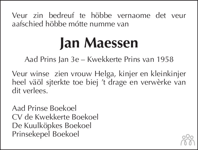 Jan Maessen 15-01-2022 overlijdensbericht en condoleances - Mensenlinq.nl