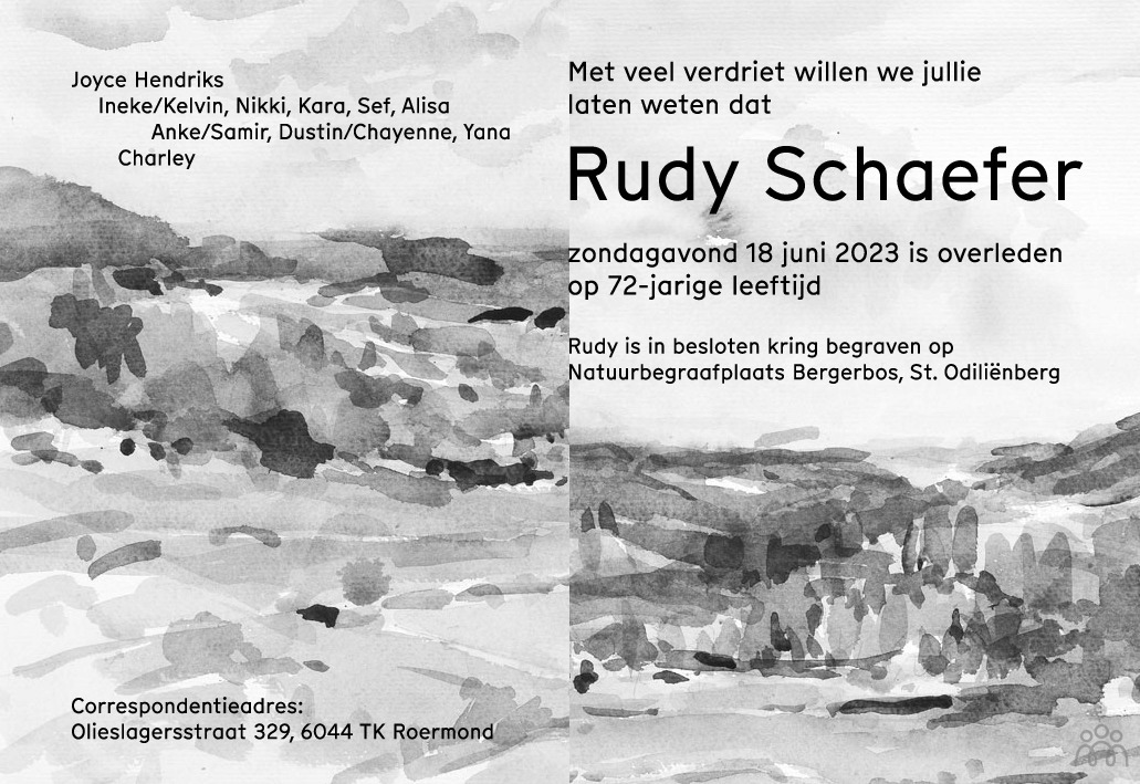 Rudy Schaefer 18-06-2023 overlijdensbericht en condoleances - Mensenlinq.nl