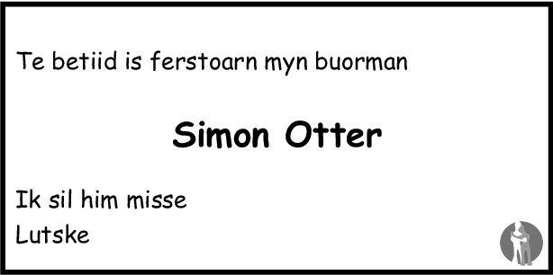 Simon Otter 16-05-2007 overlijdensbericht en condoleances - Mensenlinq.nl