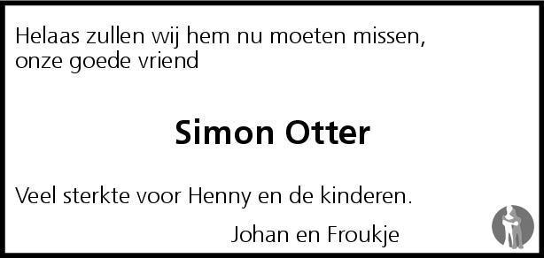 Simon Otter 16-05-2007 overlijdensbericht en condoleances - Mensenlinq.nl
