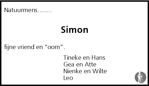 Simon Otter 16-05-2007 overlijdensbericht en condoleances - Mensenlinq.nl