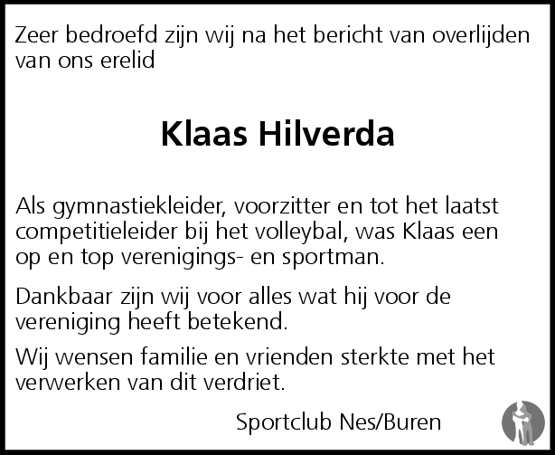 Klaas Hilverda 21-08-2007 overlijdensbericht en condoleances ...