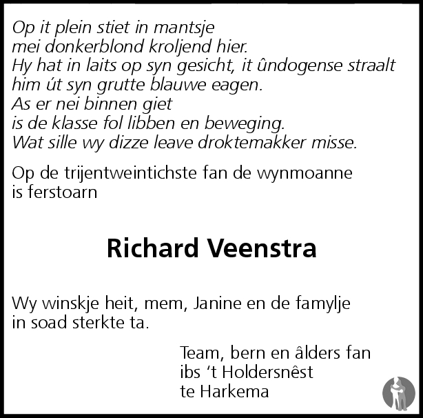 Richard Veenstra 23-10-2007 overlijdensbericht en condoleances ...