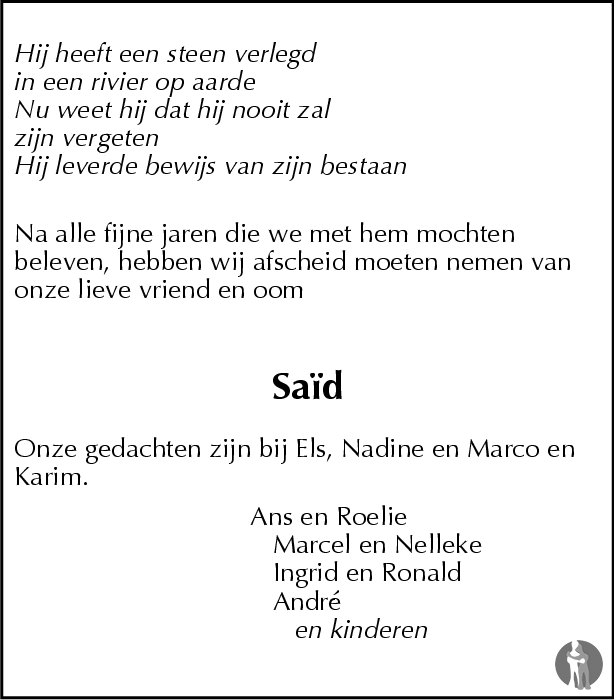 Es-Saïd Benmoussa 16-02-2008 overlijdensbericht en condoleances ...