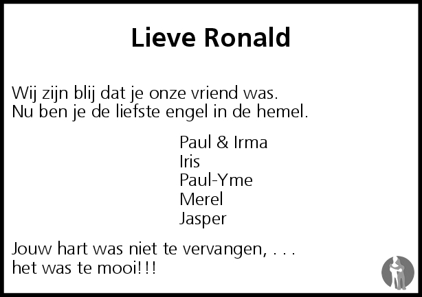 Ronald Appel 02-09-2008 overlijdensbericht en condoleances - Mensenlinq.nl