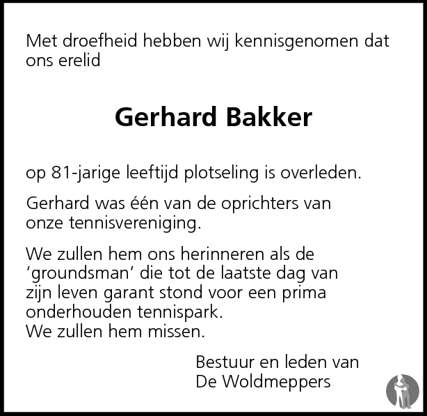 Gerhard Bakker 25-03-2009 overlijdensbericht en condoleances ...