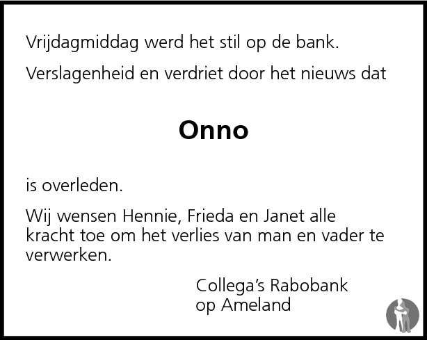 Onno de Boer 01-05-2009 overlijdensbericht en condoleances - Mensenlinq.nl