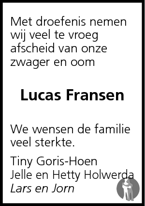 Lucas Johannes Fransen 03-05-2009 overlijdensbericht en condoleances ...