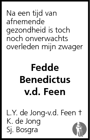 Fedde Benedictus van der Feen 08-10-2009 overlijdensbericht en ...