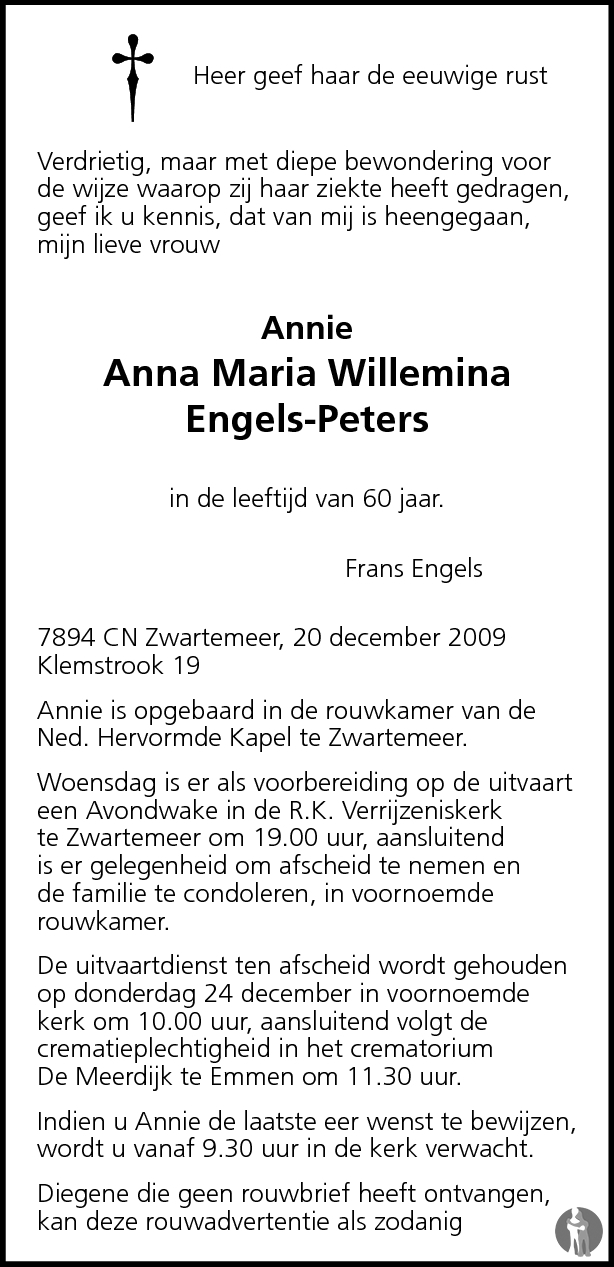 Anna Maria Willemina (Annie) Engels - Peters 20-12-2009 ...