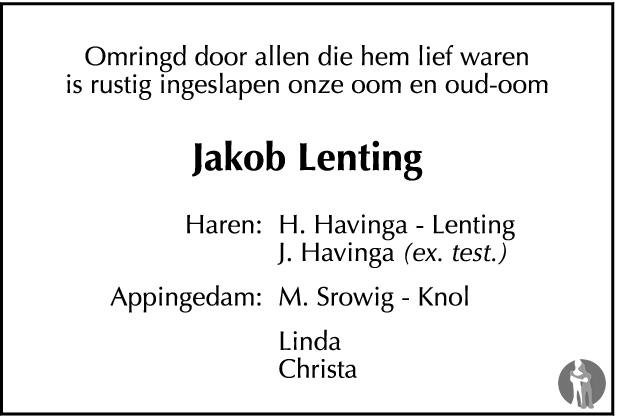 Jakob Lenting 08-07-2010 overlijdensbericht en condoleances - Mensenlinq.nl