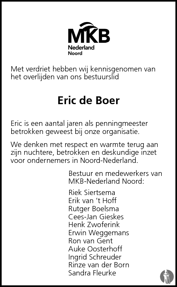 Bonne Eric de Boer 24-08-2010 overlijdensbericht en condoleances ...