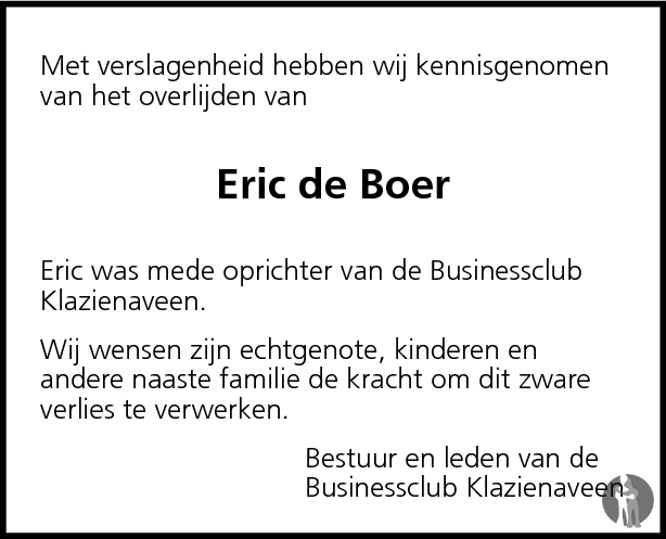Bonne Eric de Boer 24-08-2010 overlijdensbericht en condoleances ...