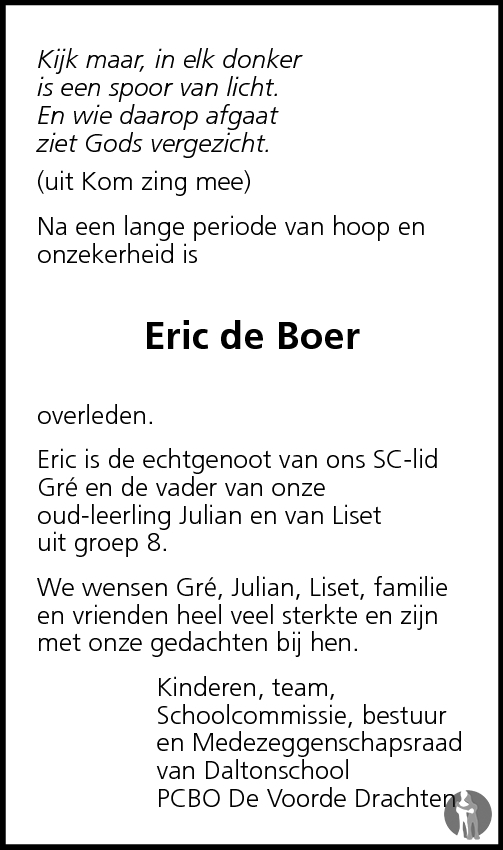 Bonne Eric de Boer 24-08-2010 overlijdensbericht en condoleances ...