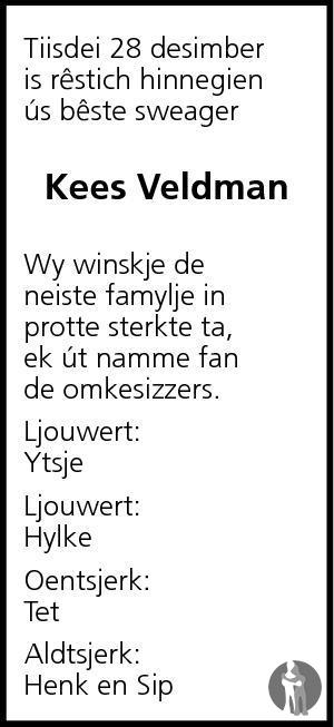 Kees Veldman 28-12-2010 overlijdensbericht en condoleances - Mensenlinq.nl