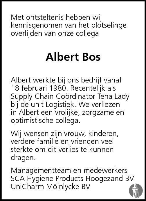Albert Bos 02-05-2011 overlijdensbericht en condoleances - Mensenlinq.nl