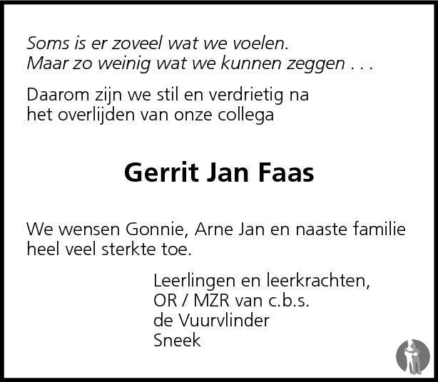 Gerrit Jan Faas 19-12-2011 overlijdensbericht en condoleances ...
