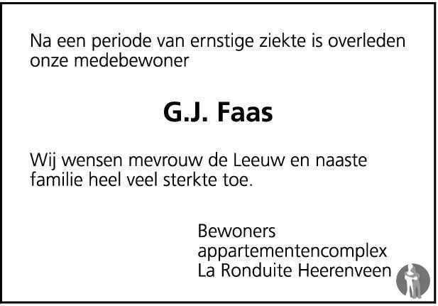 Gerrit Jan Faas 19-12-2011 overlijdensbericht en condoleances ...
