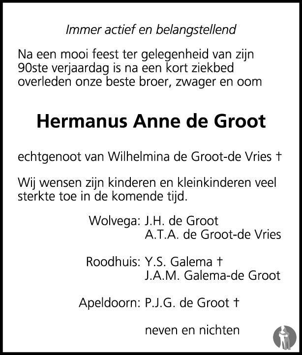 Herman Anne de Groot 12-06-2012 overlijdensbericht en condoleances ...