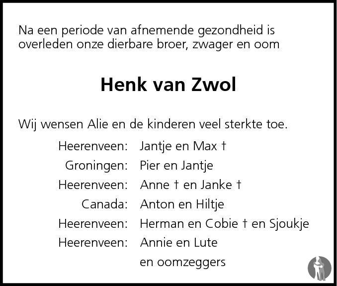 Hendrik van Zwol 27-01-2013 overlijdensbericht en condoleances ... Hendrik van Zwol 27-01-2013 overlijdensbericht en condoleances ...