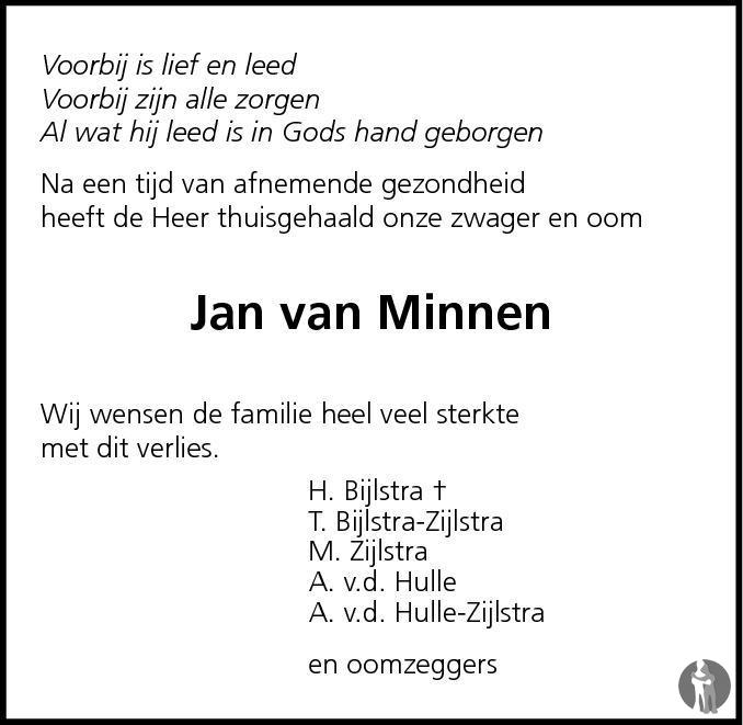 Jan van Minnen 26-02-2013 overlijdensbericht en condoleances ...