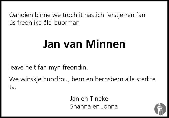 Jan van Minnen 26-02-2013 overlijdensbericht en condoleances ...