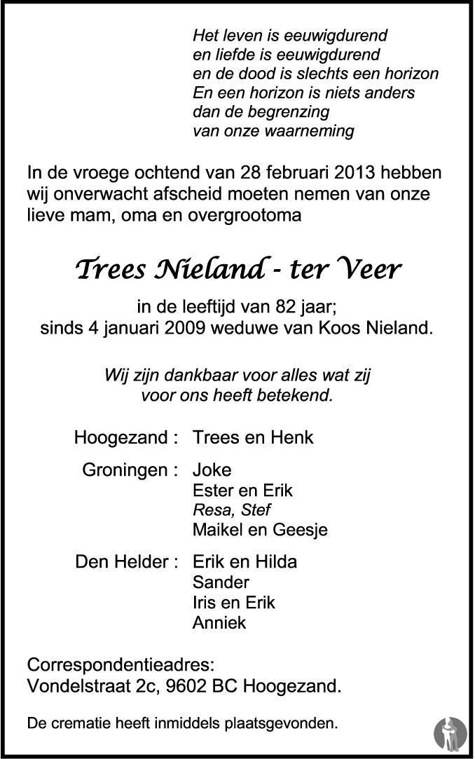 Krant Den Helder Overlijdensberichten | overledene