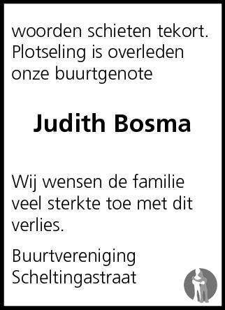 Judith Bosma 02-05-2013 overlijdensbericht en condoleances - Mensenlinq.nl