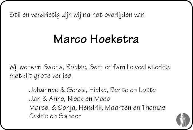 Marco Hoekstra 16-09-2013 overlijdensbericht en condoleances ...