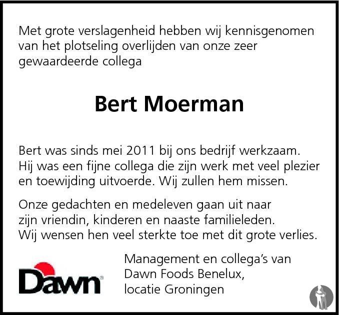 Rembertus (Bert) Moerman 14-11-2013 overlijdensbericht en condoleances - Mensenlinq.nl