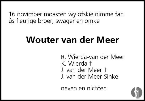 Wouter van der Meer 16-11-2013 overlijdensbericht en condoleances ...