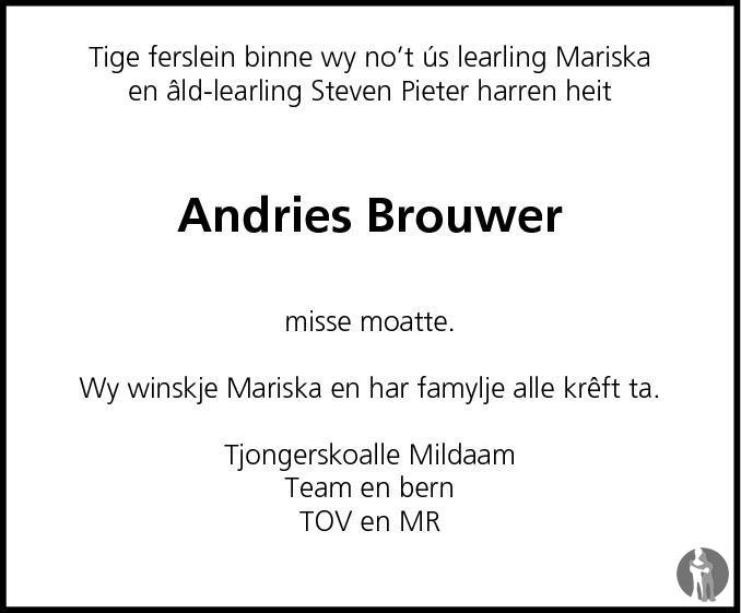 Andries Brouwer 03-12-2013 overlijdensbericht en condoleances ...