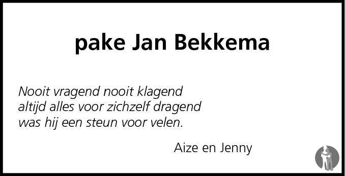 Jan Bekkema 19-02-2014 overlijdensbericht en condoleances - Mensenlinq.nl