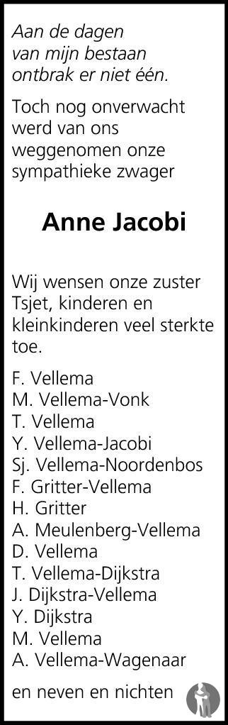 Anne Jacobi 27-08-2014 overlijdensbericht en condoleances - Mensenlinq.nl