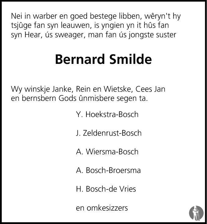 Bernard Smilde 30-08-2014 overlijdensbericht en condoleances ...