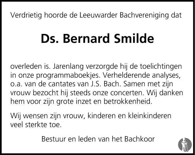 Bernard Smilde 30-08-2014 overlijdensbericht en condoleances ...