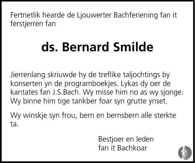Bernard Smilde 30-08-2014 overlijdensbericht en condoleances ...
