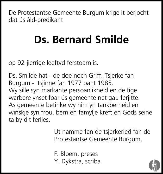 Bernard Smilde 30-08-2014 overlijdensbericht en condoleances ...