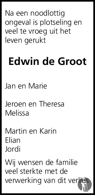Edwin de Groot 15-09-2015 overlijdensbericht en condoleances ...